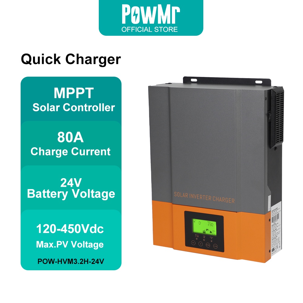 PowMr 3.2KW Hybrid Solar Inverter 230Vac PV Max 450Vdc Built In 80A ...