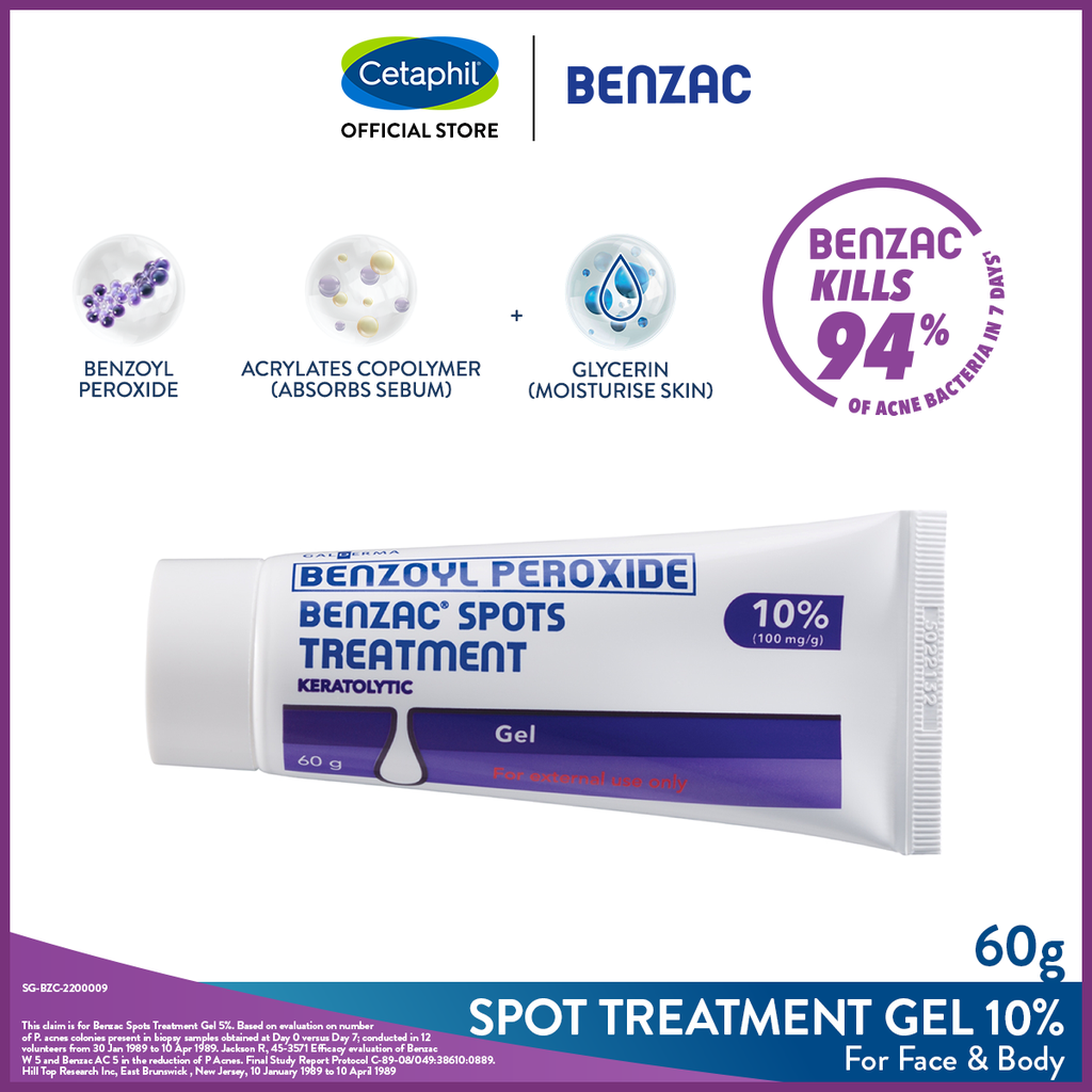 BENZAC Spots Treatment 10% 60g [Anti-Acne / Pimple Gel Cream with ...