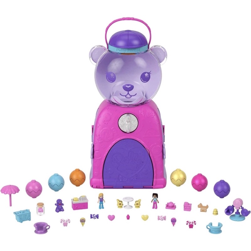 Polly Pocket Gumball Bear Playset, 4 Play Spaces, 32 Play Pieces ...