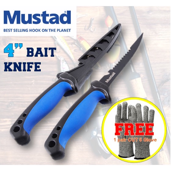 4" STAINLESS STEEL BAIT KNIFE/ FISHING KNIFE *FREE CUT5 GLOVE | Shopee ...