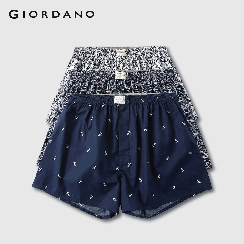 Giordano Men Cotton Poplin 3-piece boxers pack | Shopee Singapore