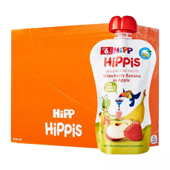 HiPP HiPPis 100% Organic Fruits Pouch Strawberry Banana In Apple (Bundle of 6) | Shopee Singapore