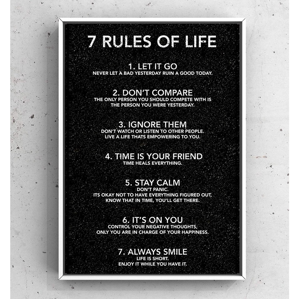 Rules of Life Inspirational Wall Art Motivational Wall Art Sports ...