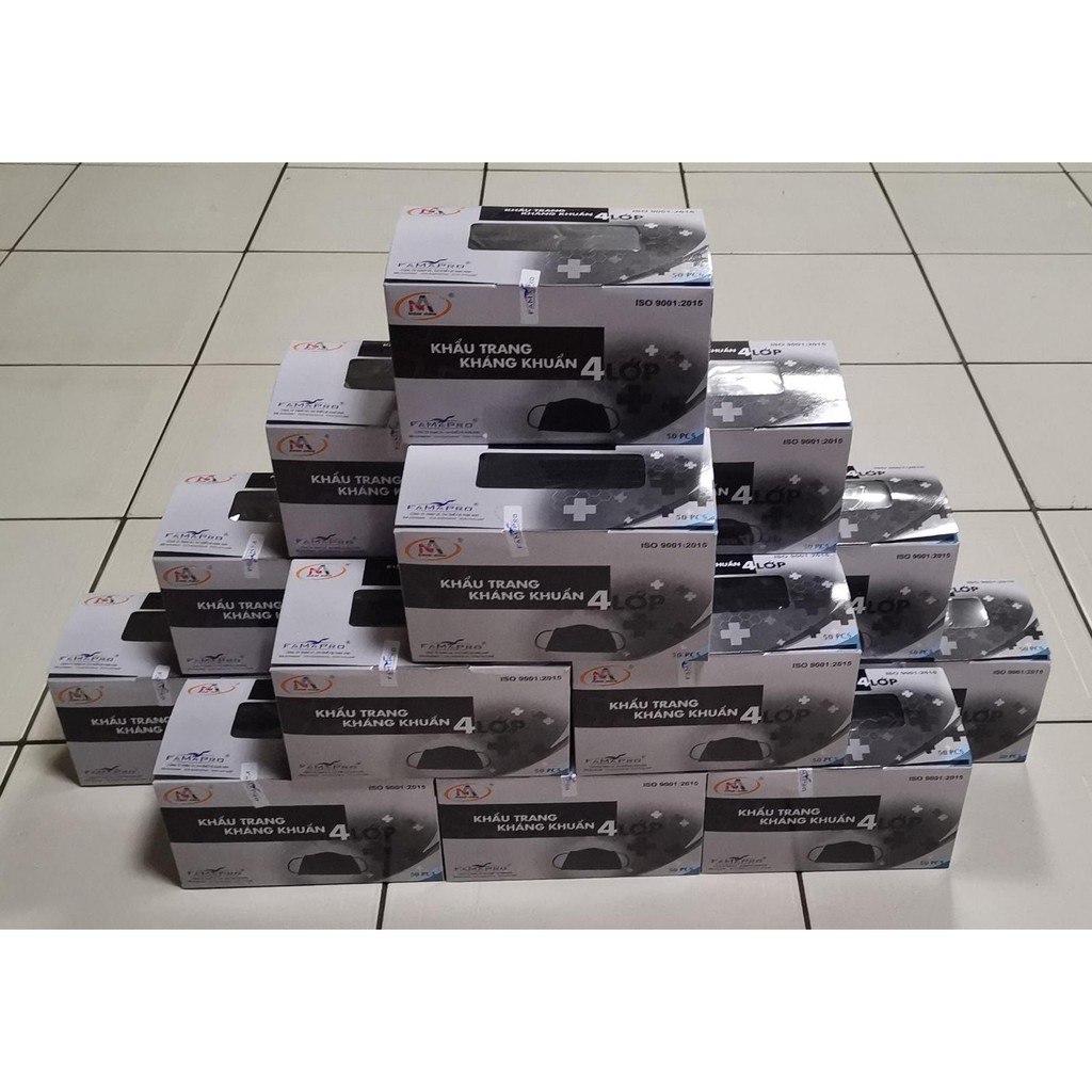 FAMAPRO 4 PLY BLACK COLOUR PREMIUM FACE MASK *NAM ANH-MADE IN VIETNAM ...