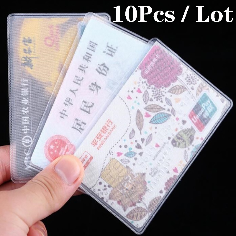 10pcs PVC Transparent Card Protector Sleeves ID Card Holder Wallets ...