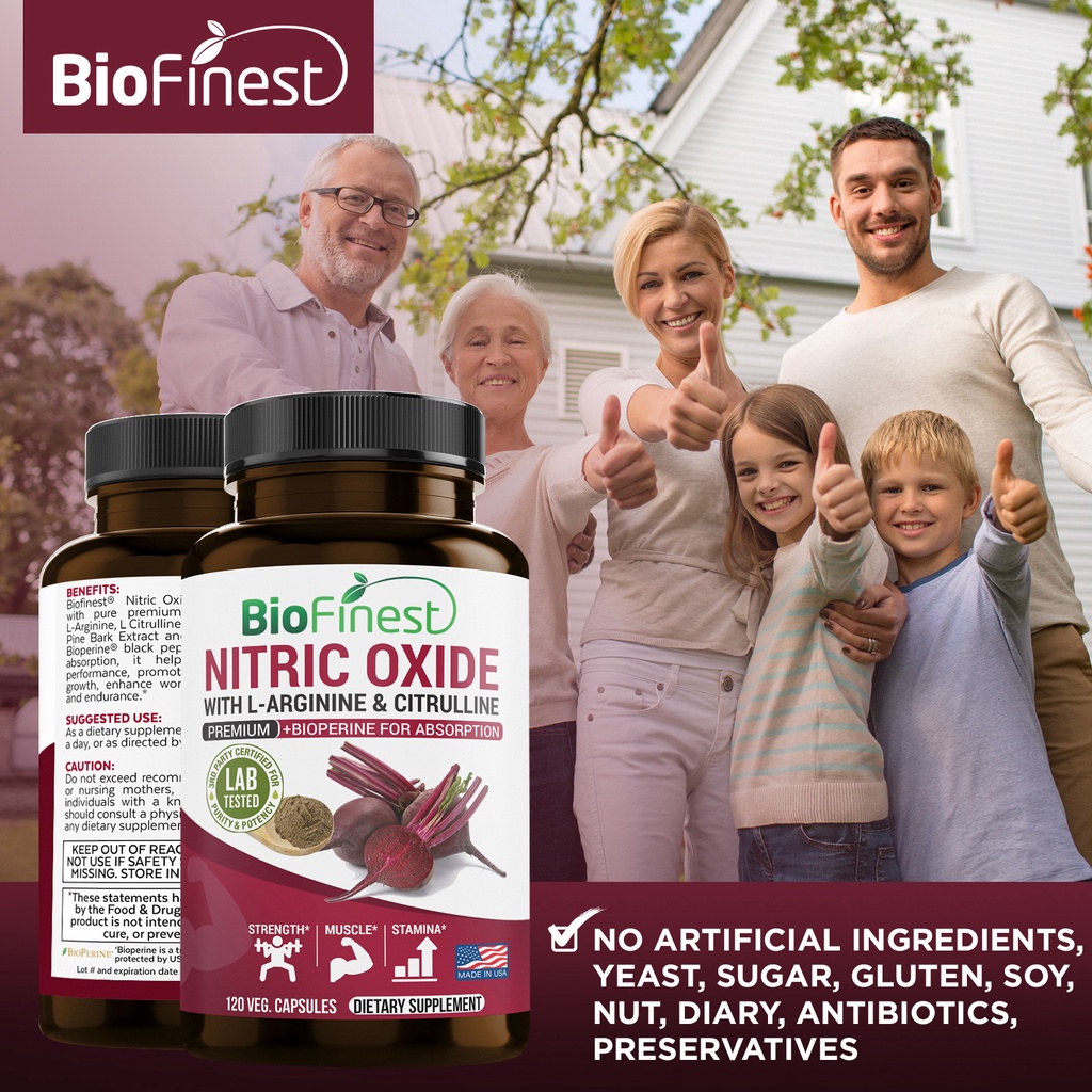 Biofinest N.O. Nitric Oxide Supplement - L Arginine Citrulline Beetroot ...