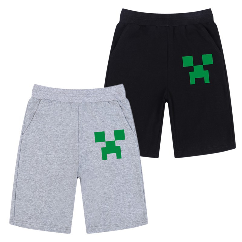 New Kids Sports Short Pants Boys Minecraft Creeper Face Print Cotton ...