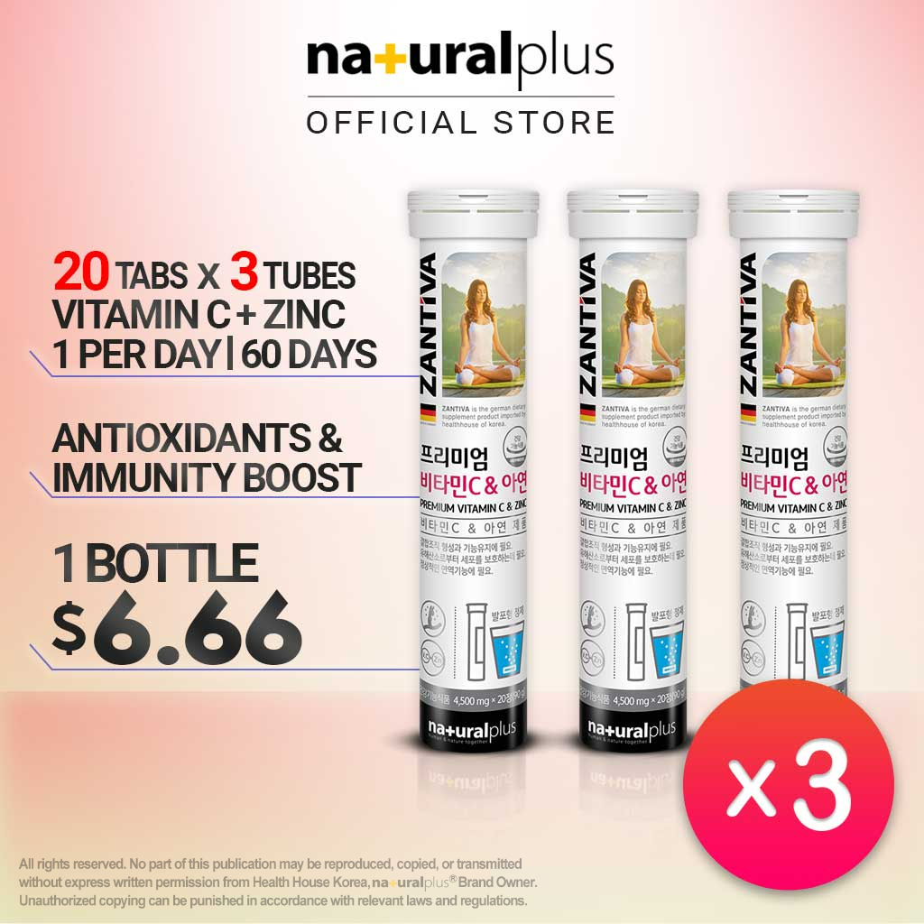 NATURALPLUS 3 Tubes Everfit Vitamin C + Zinc Effervescent Tablets, Easy Immunity Booster ...