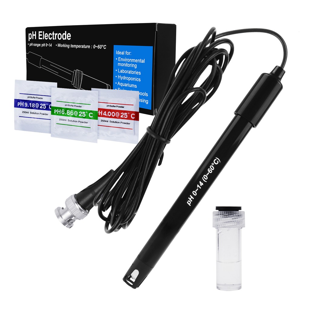 High Accuracy pH Electrode with Calibration Powder, 0-14 pH Probe with ...