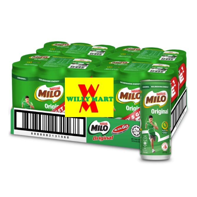 Milo Chocolate/ Coklat Drink Can Carton 24 Cans/Tins [4 x (6x 240ml ...