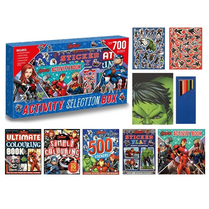 Marvel Avengers 5 Books Gift Set Activity Selection Box with Poster ...