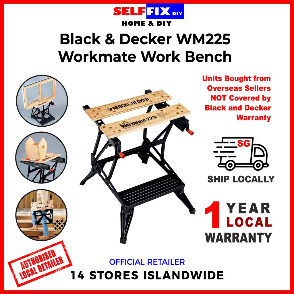 Black & Decker WM225-JPR Workmate 225 Dual Height Workbench (Black ...