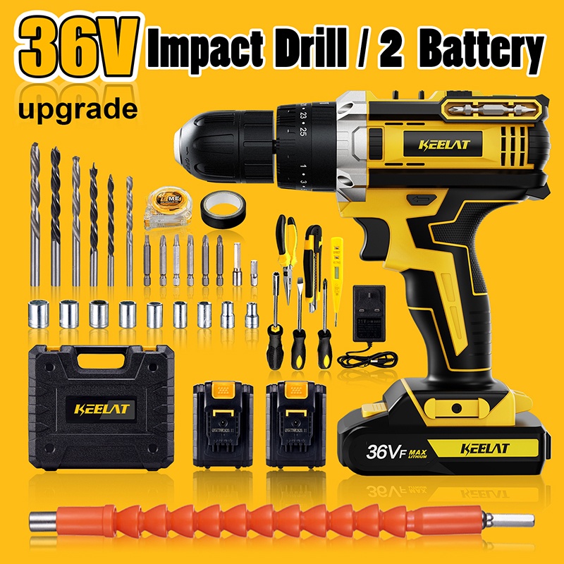 KEELAT 36V Cordless Electric Screwdriver Drill Cordless Portable Wall