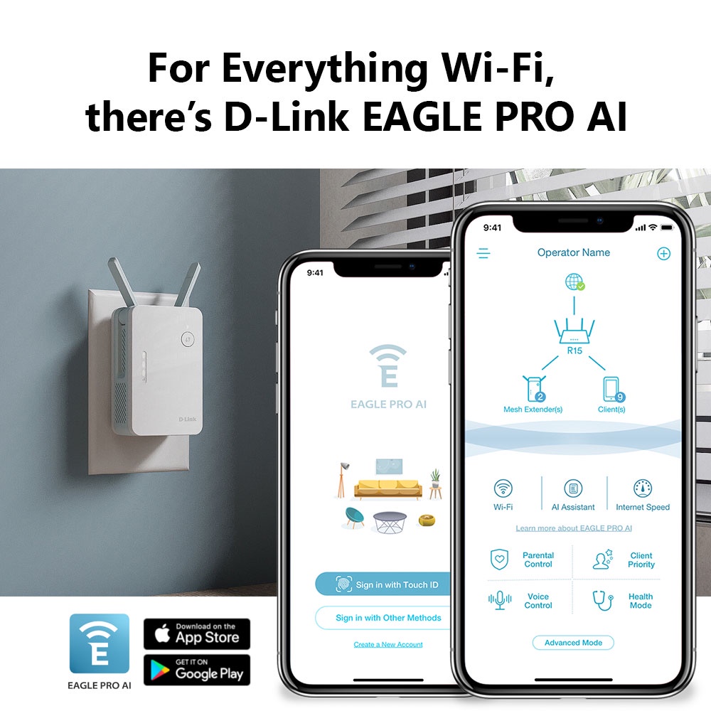 D-Link E15 Eagle Pro AI AX1500 Smart Wireless WiFi 6 Mesh Range ...