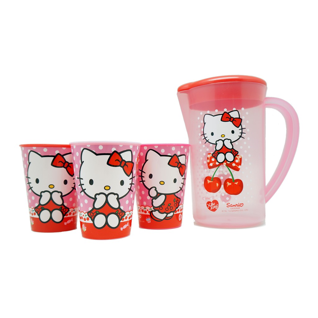 Genuine Hello Kitty Pitcher And 3Pcs Tumblers for Kids | Shopee Singapore