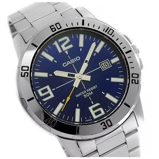[Time Cruze] Casio MTP-VD01 MTP-VD01 Analog Quartz Stainless Steel Blue Dial Men Watch MTP-VD01D ...