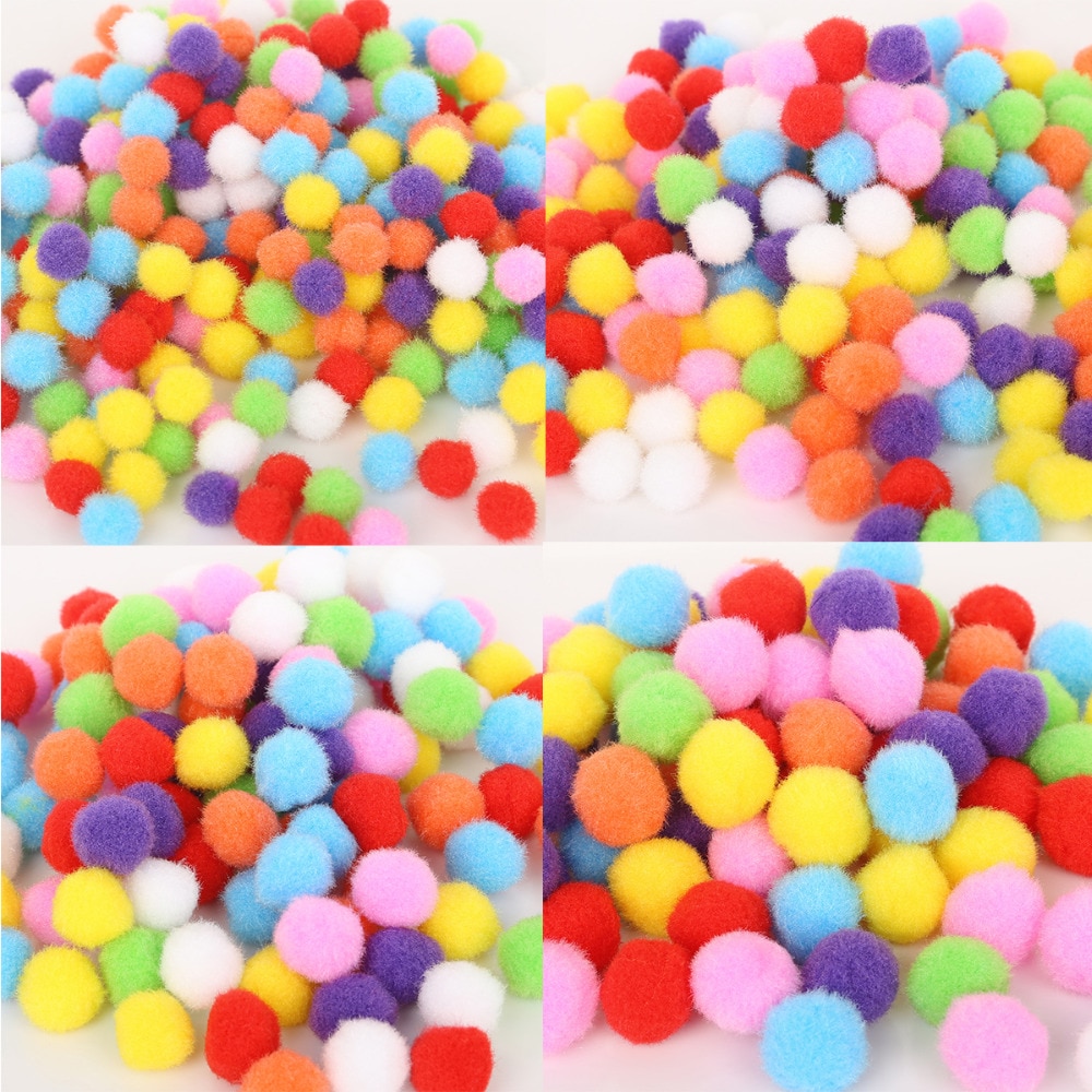 Hot 100-500Pcs/lot Mixed Soft Round Shaped Pompom Balls Fluffy Pom Pom ...