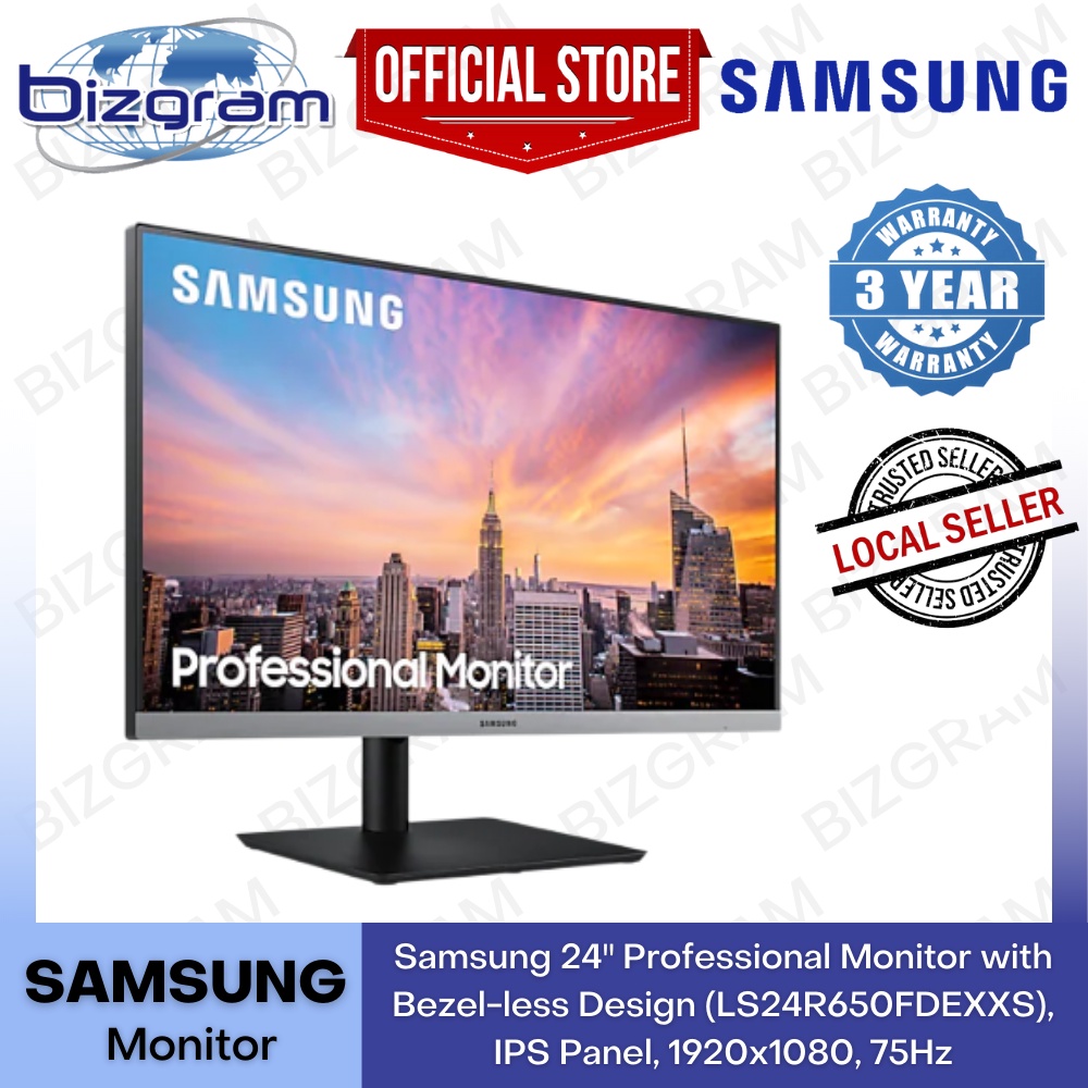 Samsung 24" Professional Monitor with Bezel-less Design (LS24R650FDEXXS ...