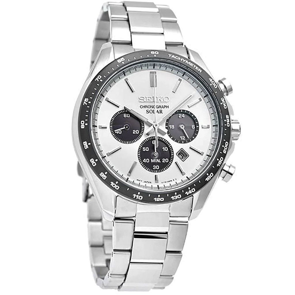 ORIGINAL Seiko JDM Panda Selection Solar Chronograph SBPY165 Stainless ...