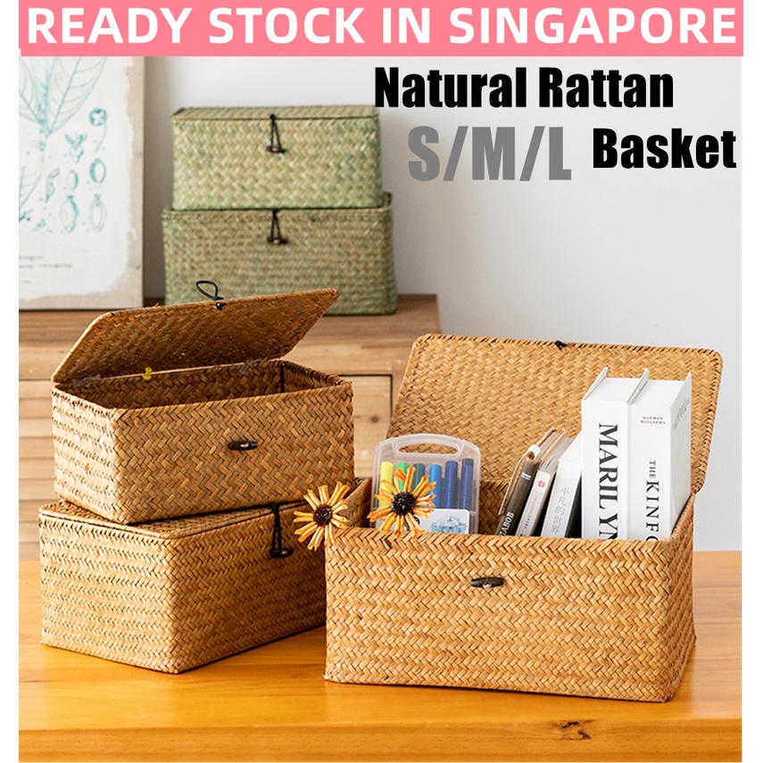 SG STOCK Hand-Woven Storage Basket Natural Rattan Basket Cabinet ...