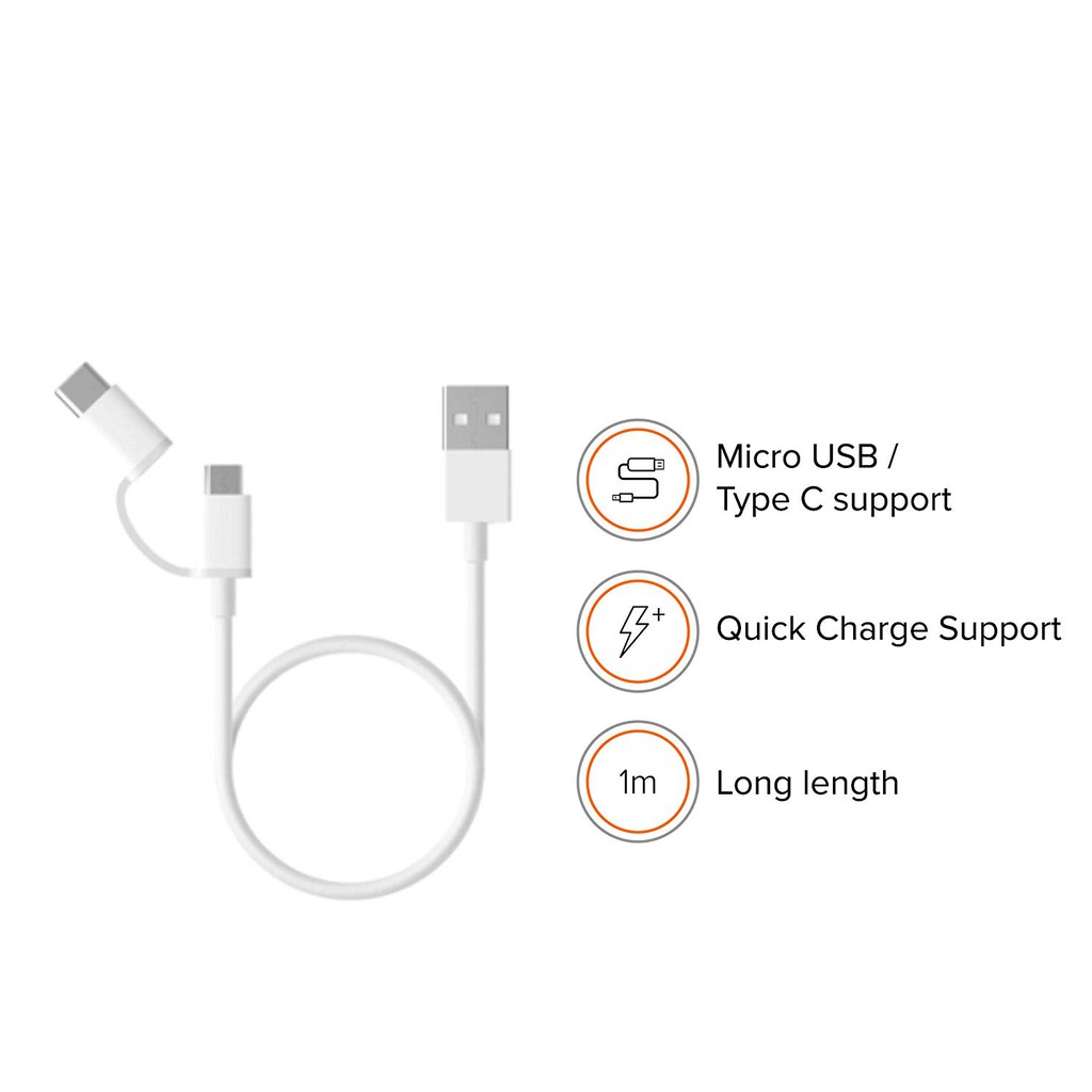 Xiaomi Original Mi 2-in-1 USB Cable Micro USB to Type C 100cm ...
