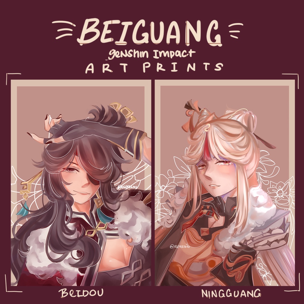 Beidou x ningguang art prints genshin impact (by omamori.co) | Shopee ...