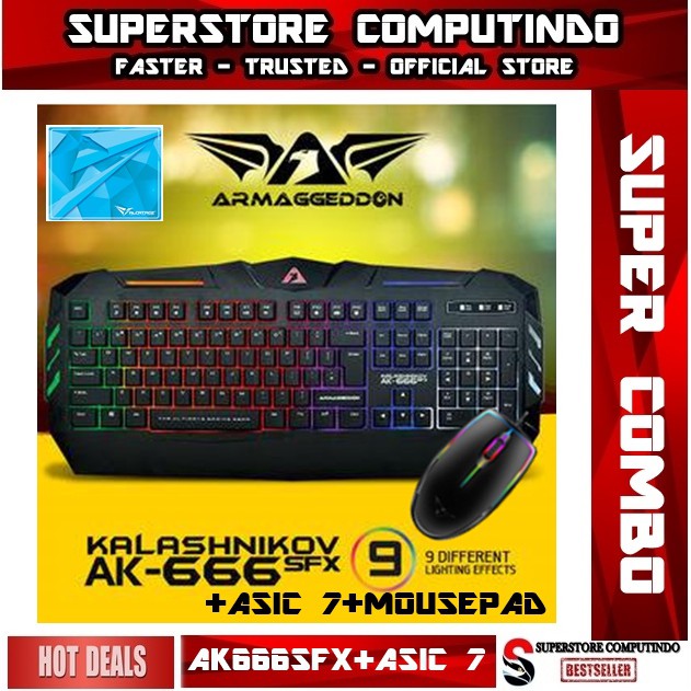 Armaggeddon Ak-666 Sfx Gaming Keyboard + Asic 7 Rgb Gaming Mouse ...