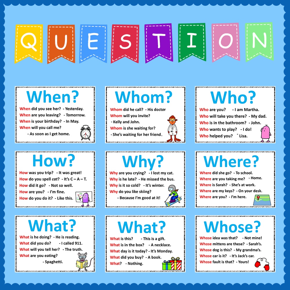 WH Questions Posters Learning English Words Teacher Homeschool Supplies ...