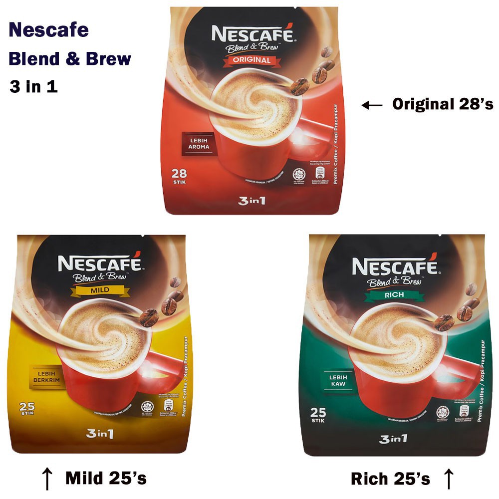 NESCAFE BLEND&BREW Mild/Rich 3IN1 (25x20g) | Shopee Singapore