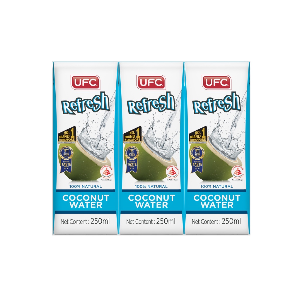 UFC Refresh 100% Coconut Water 250mlx3 | Shopee Singapore