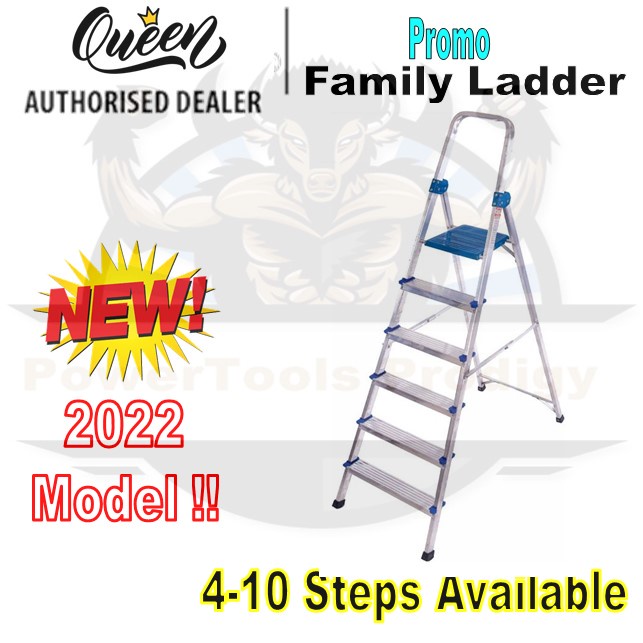 QUEEN DOMESTIC FAMILY LADDER 150KG HEAVY DUTY ALUMINIUM LADDER (3-10 ...