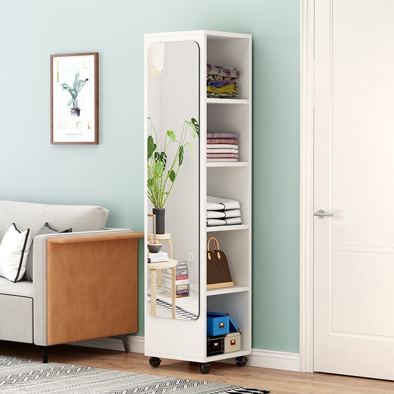 Single Wardrobe Mirror Entrance Cabinet Small Room Full Length Mirror ...