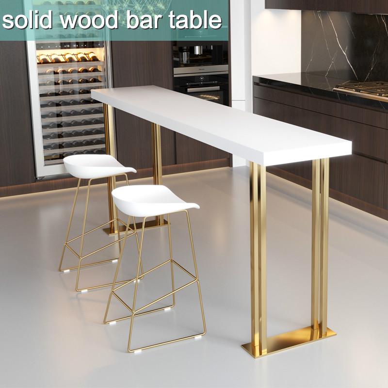 Bar table dining table kitchen counter table luxury iron solid wood ...