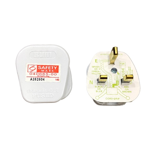 Standard 3 Pin Plug Head with Singapore Safety Mark (13Amp Fused Plug ... Standard 3 Pin Plug Head with Singapore Safety Mark (13Amp Fused Plug ...