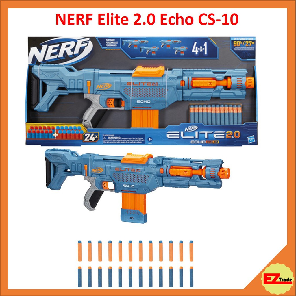 Hasbro NERF Elite 2.0 Echo CS-10 Blaster -24 Nerf Darts, 10-Dart Clip ...