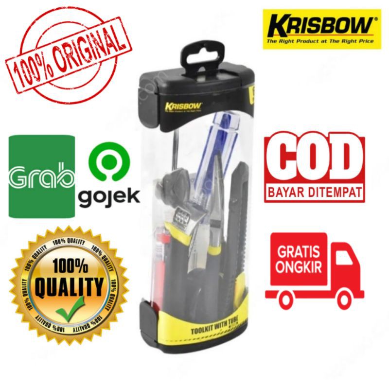 Original Krisbow Set Of 6 Pcs Tool Kit With Storage | Shopee Singapore