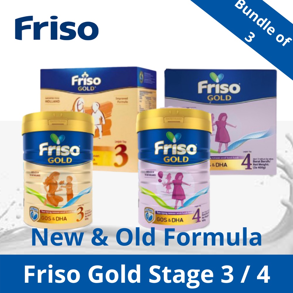 Friso Gold Stage 3 & 4 Milk Formula Powder [Bundle of 3 x 900g ...