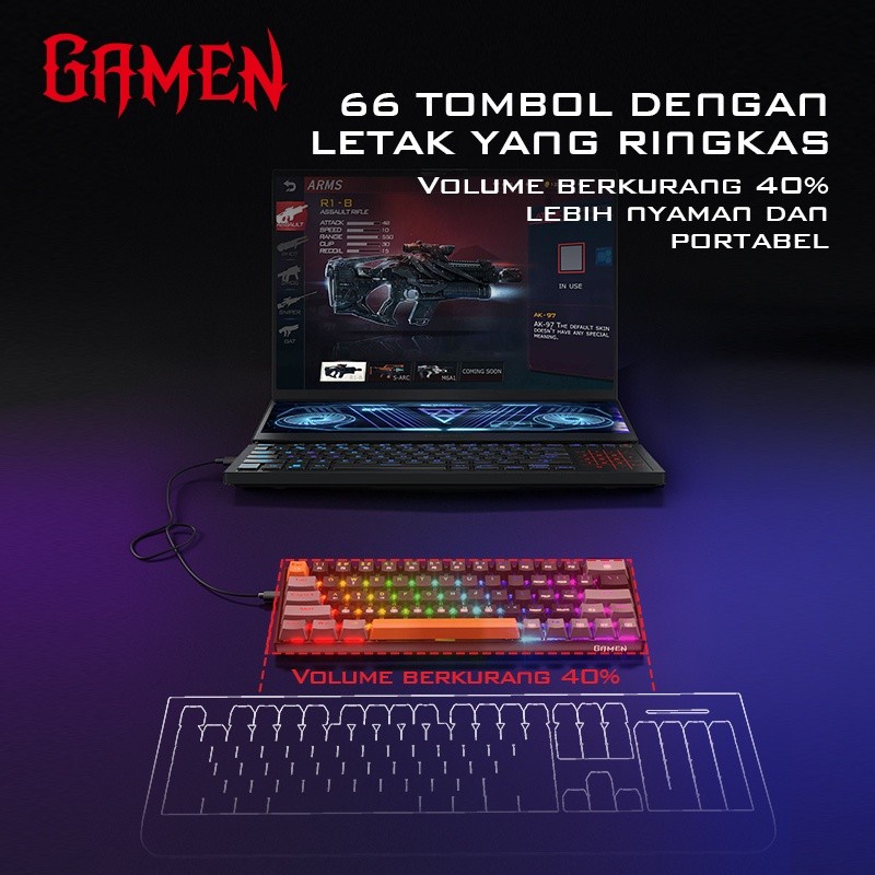 Gamen Mechanical Keyboard Titan III RGB Light PBT Keycaps | Shopee ...