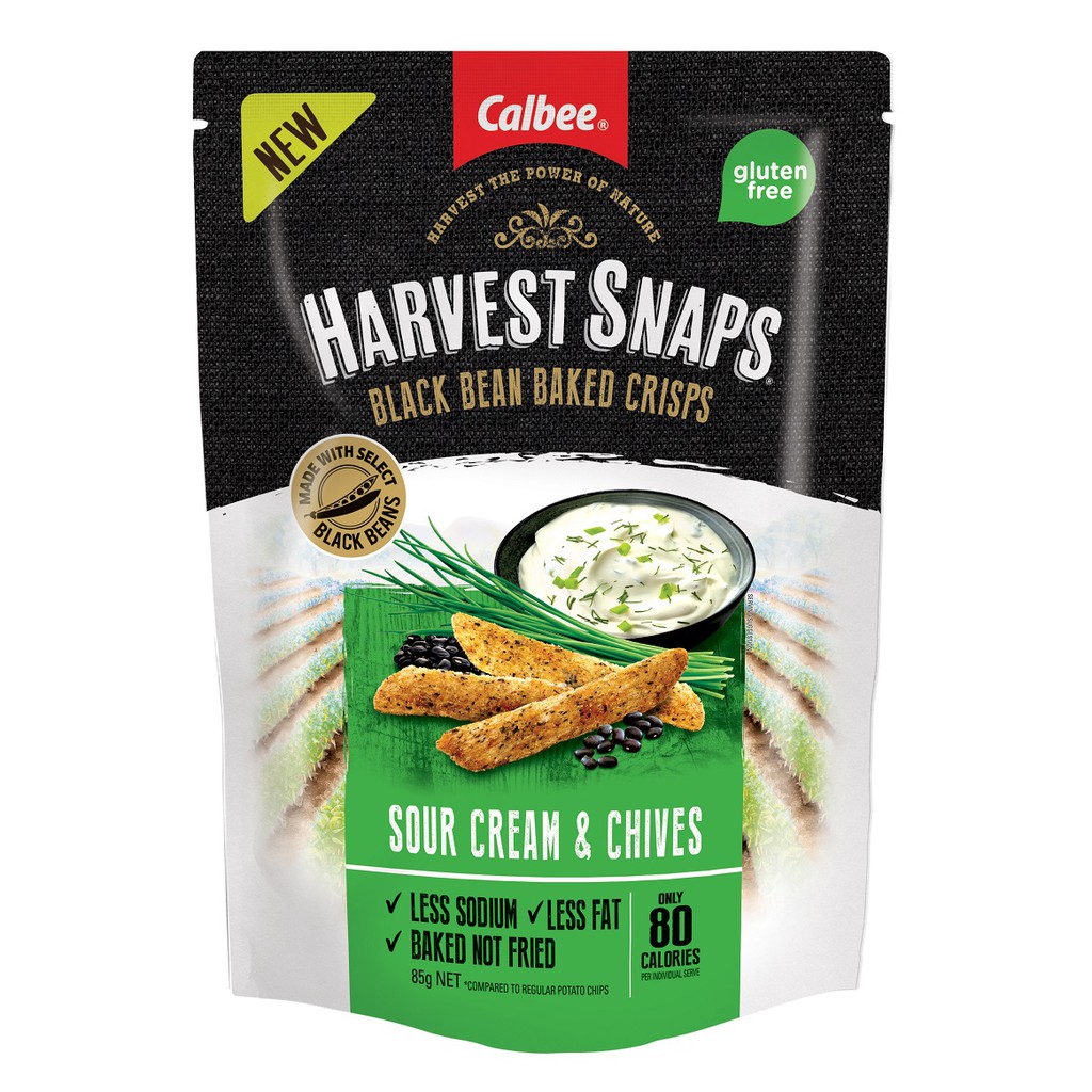 Calbee Harvest Snaps Black Bean (Sour Cream & Chives), 85g [Japanese ...