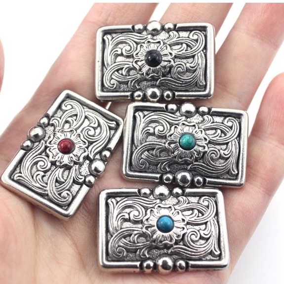 Square Shape Conchos With Faux Turquoise | Shopee Singapore