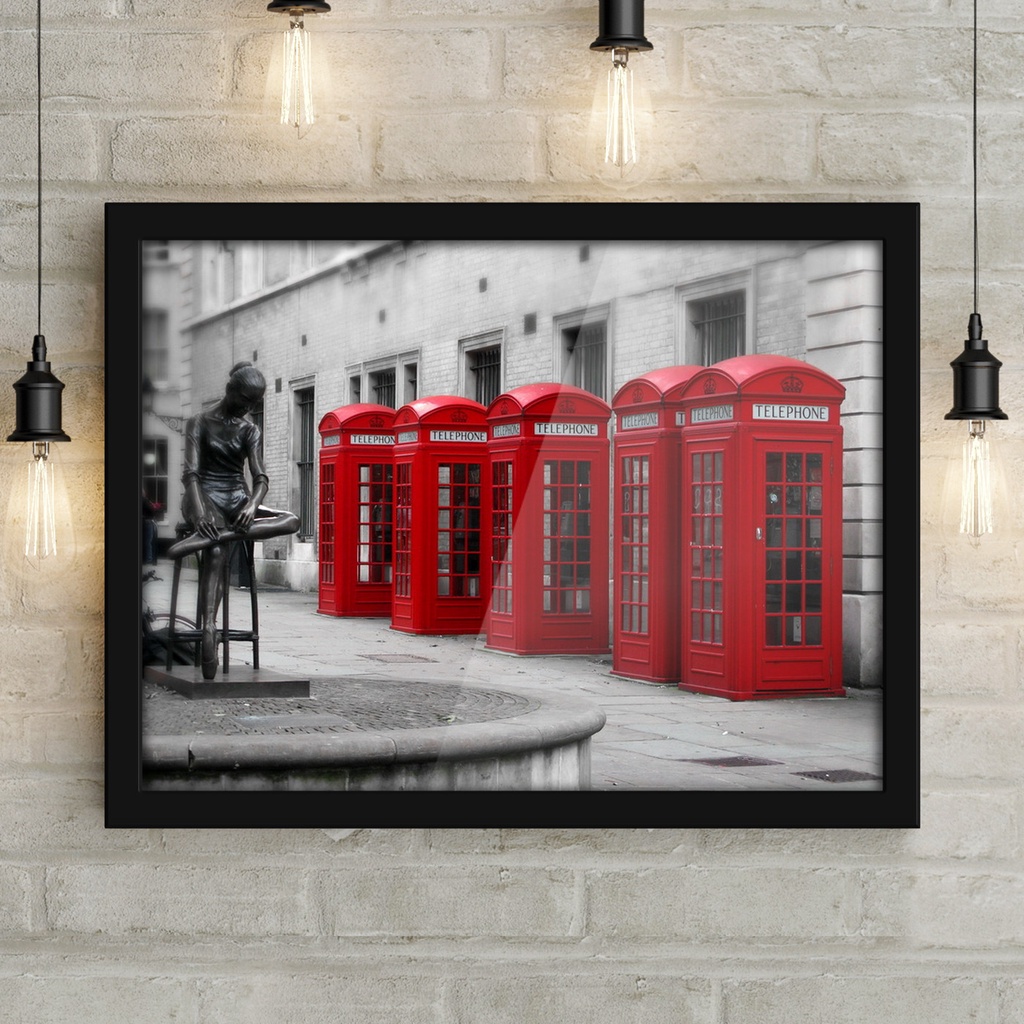 Britain - Phonebooth Landscape Black and White Color Splash Art Decor ...