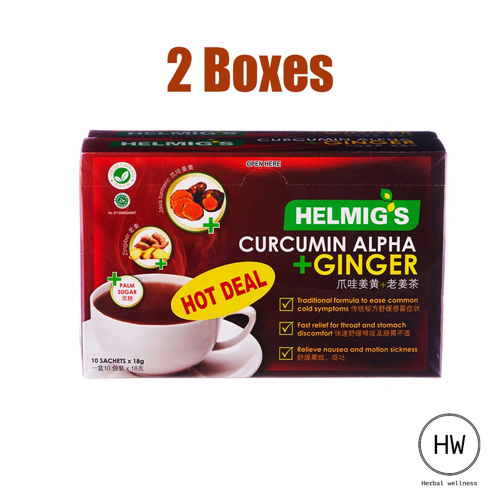 Helmigs Curcumin-alpha + Ginger [10 sachets/box x18g]-Bundle Promo (2 ...