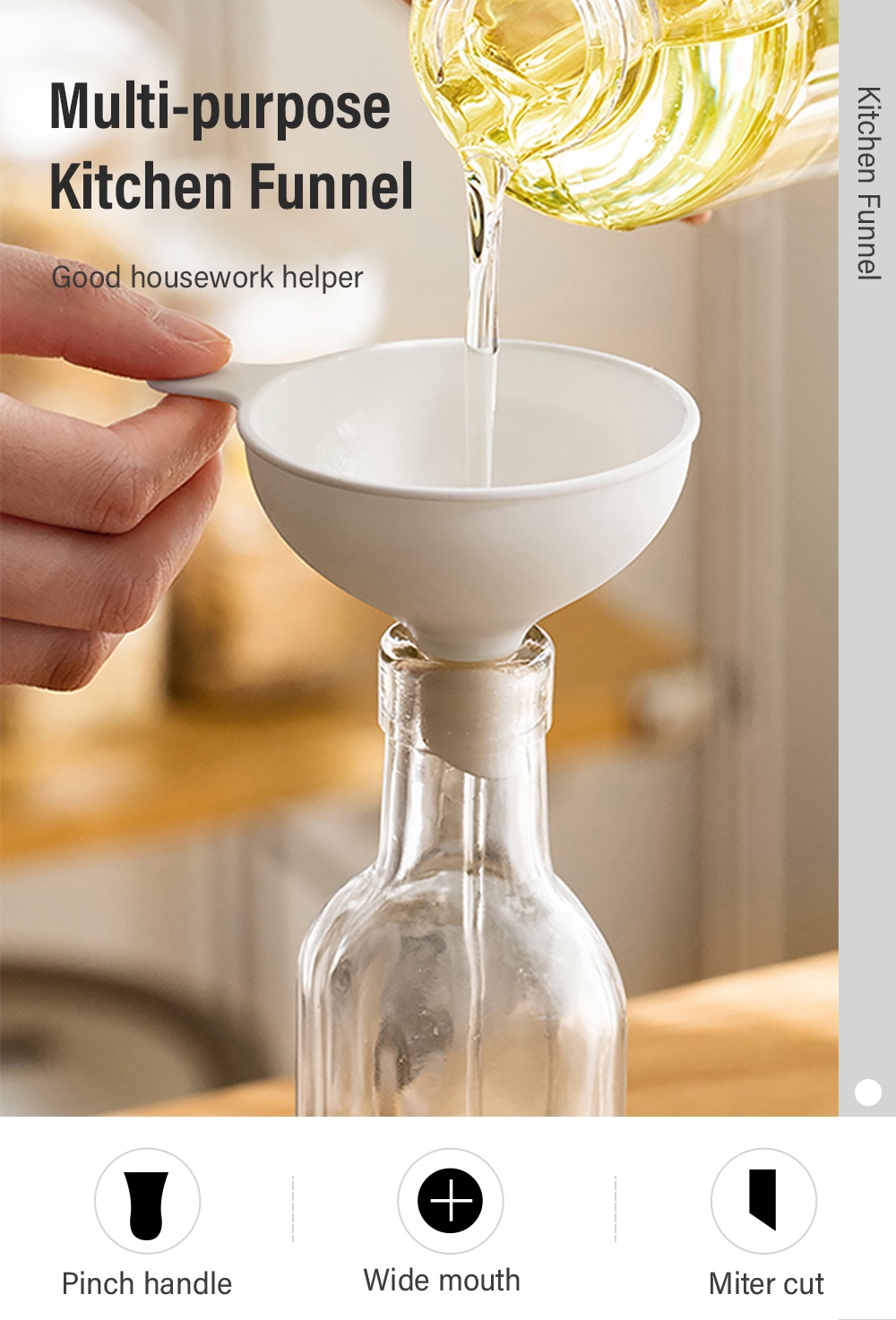 [5pcs/set]Kitchen Funnel Oil Spices Pouring Funnel Eco-friendly PP ...