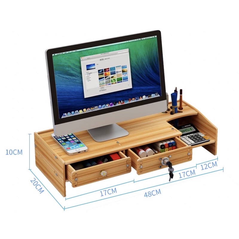 [SG Local] Monitor stand riser with drawer for desktop organizer ...