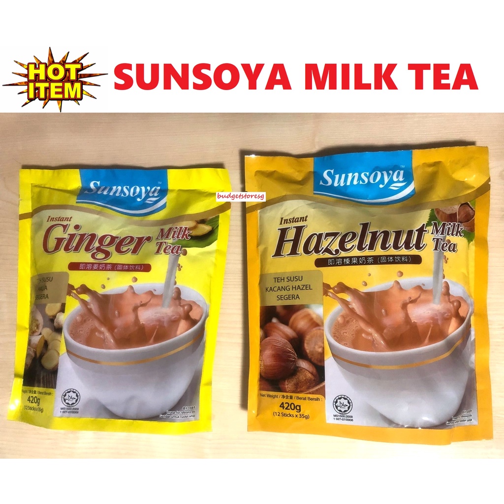 Sunsoya Instant Hazelnut/Ginger Milk Tea - 420g(35g x 12 sticks ...