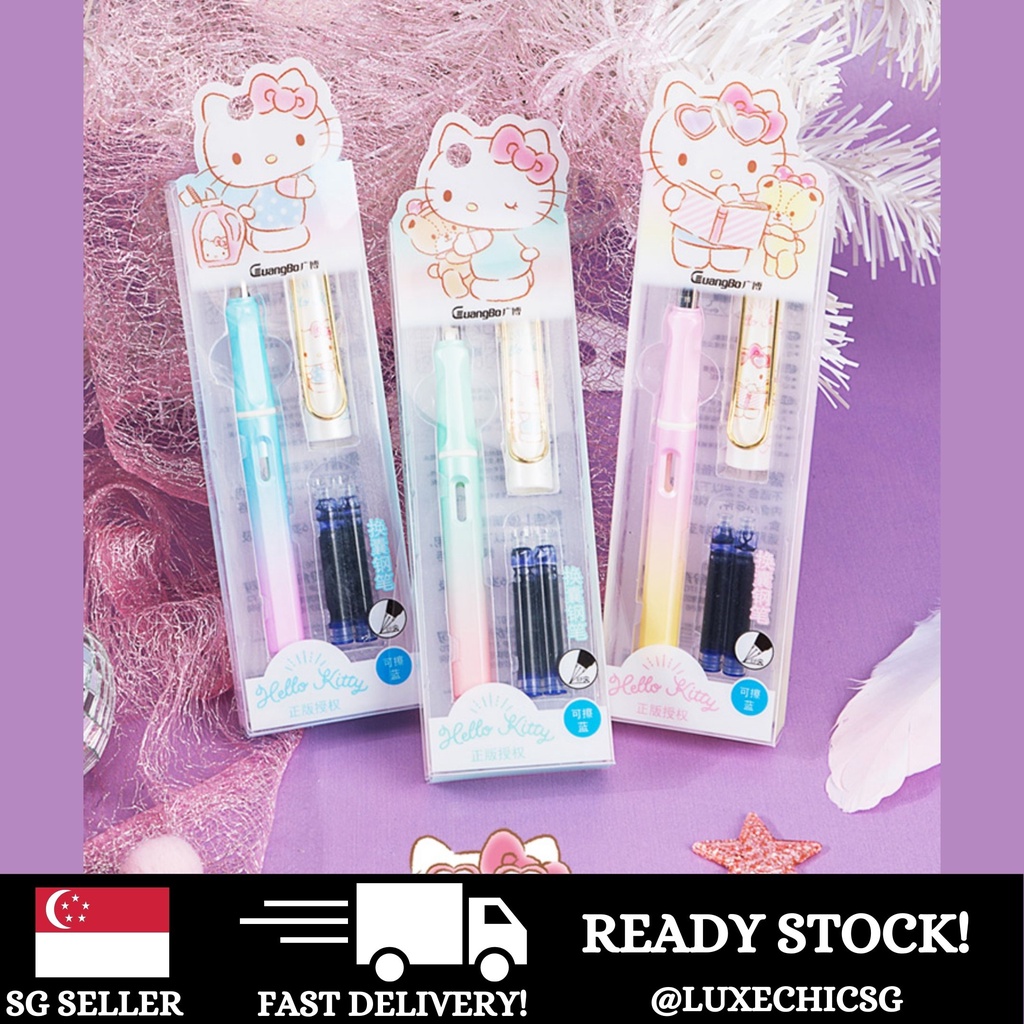 [SG SELLER] Hello Kitty Ombre Color Fountain Pen with Refillable Ink ...