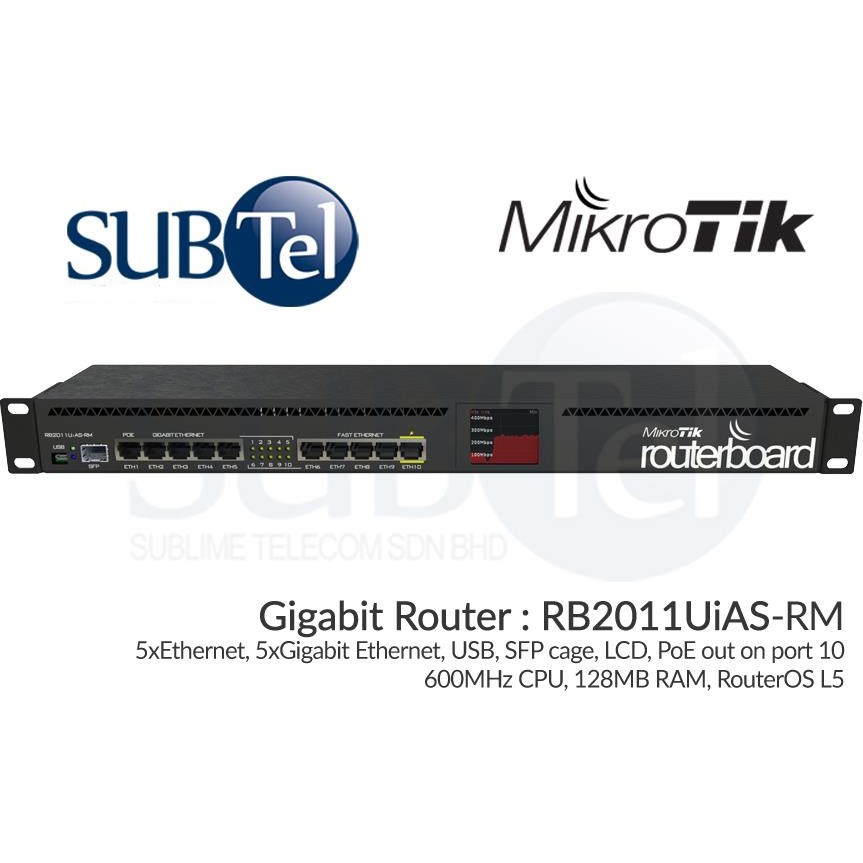 RB2011UiAS-RM MikroTik Gigabit Router 11 Ports SFP PoE Singapore ...