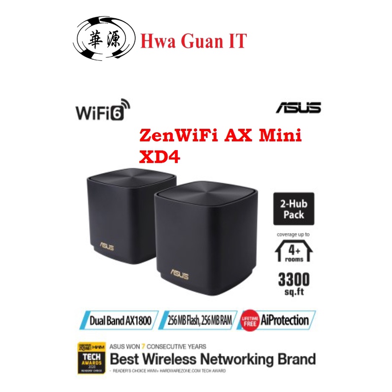 ASUS XD4 (2 Pack Black) ZenWiFi AX Mini WiFi 6 AX1800 Dual Band AiMesh ...