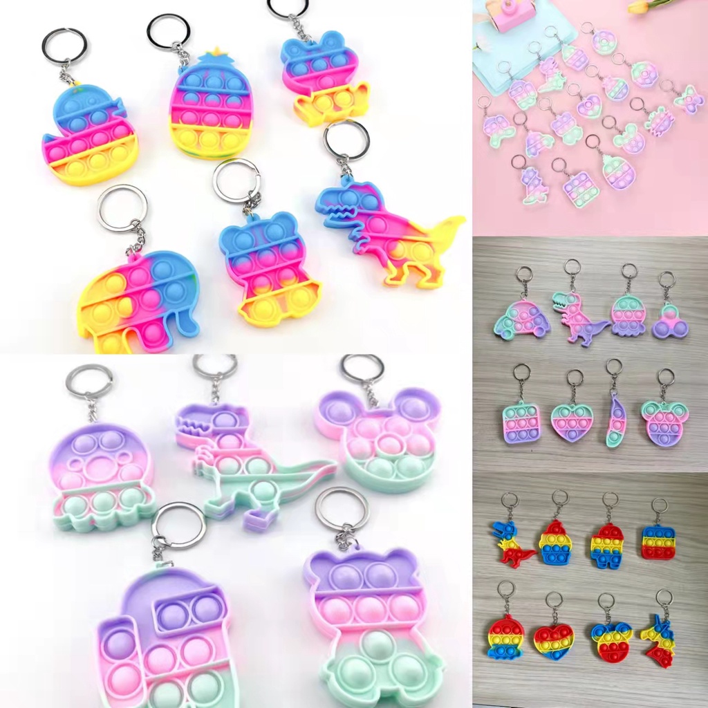 SG STOCK Cute Cartoon Pop It Keychain Fashion Key Ring Small Gifts Cars ...