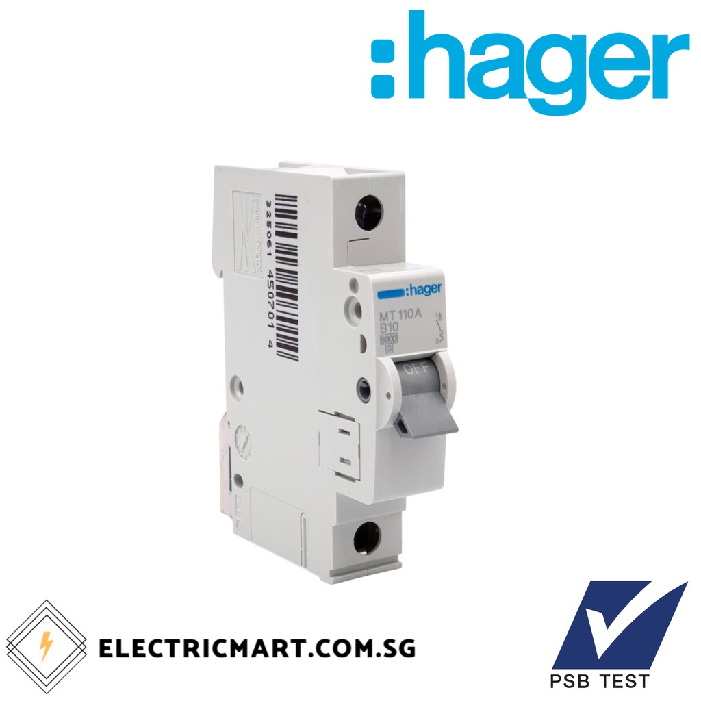 Hager MT110A 10A 1P Single Pole 6kA Type B Miniature Circuit Breaker (MCB) | Shopee Singapore